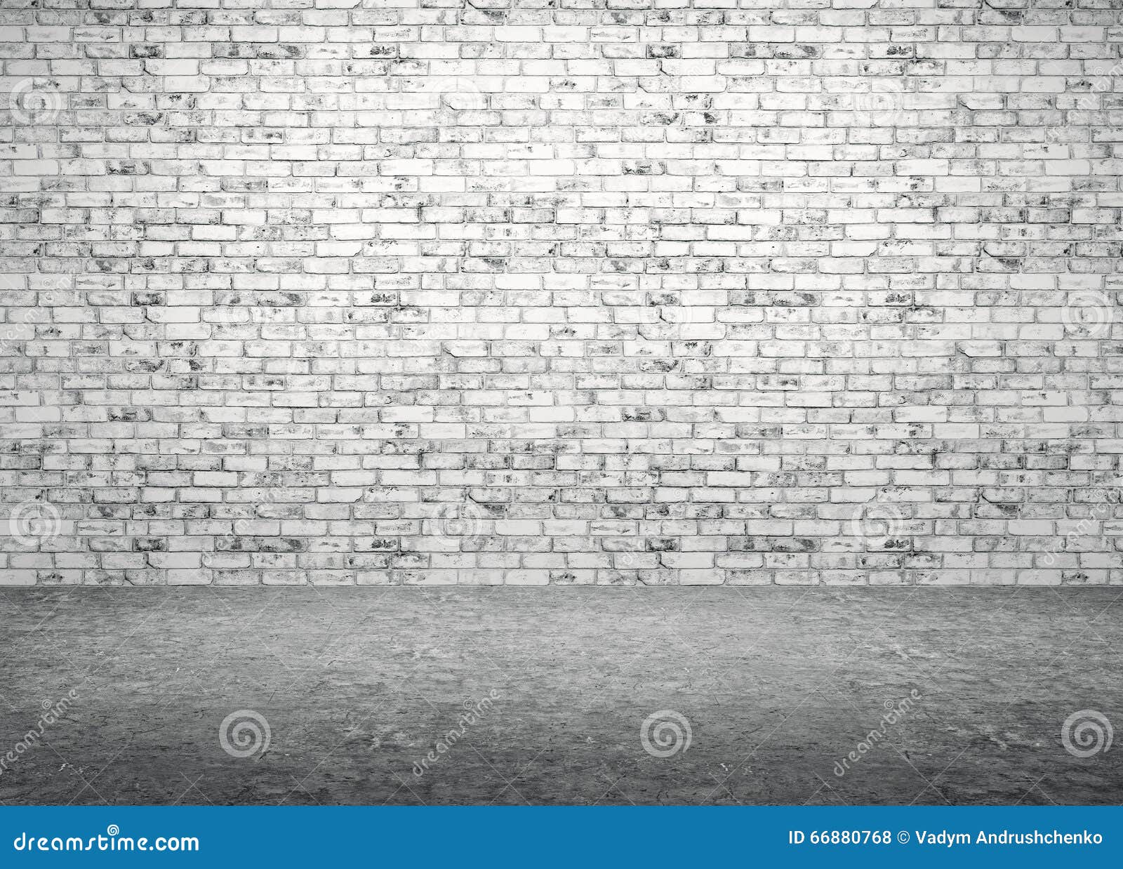 Brick Wall and Concrete Floor Interior Background 3d Render Stock ...