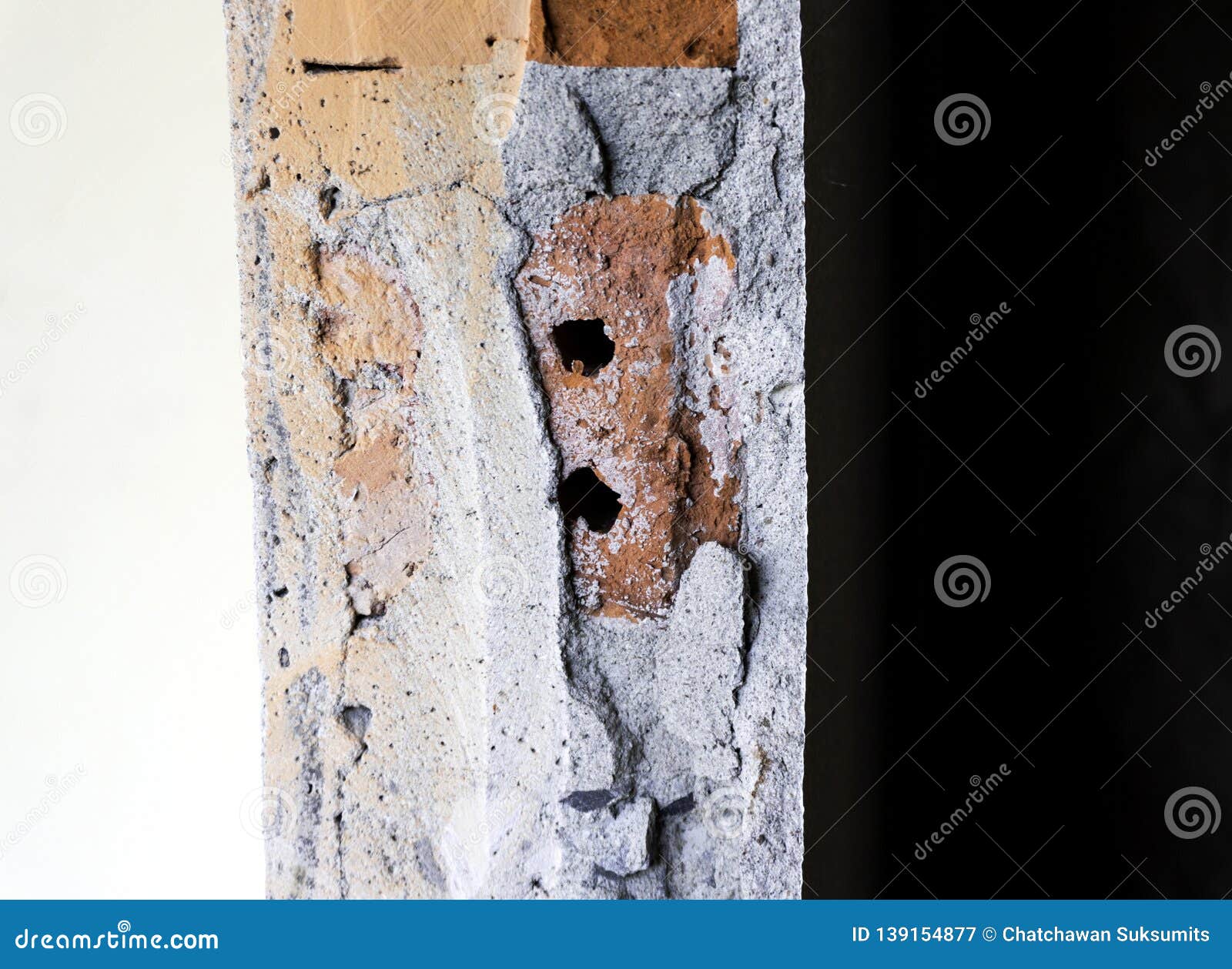 Brick Wall in Construction Area Was Smashed. Stock Image - Image of ...