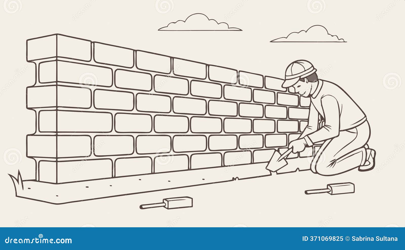 Bricklayers Line Icons, Signs, Vector Set, Outline Illustration Concept ...