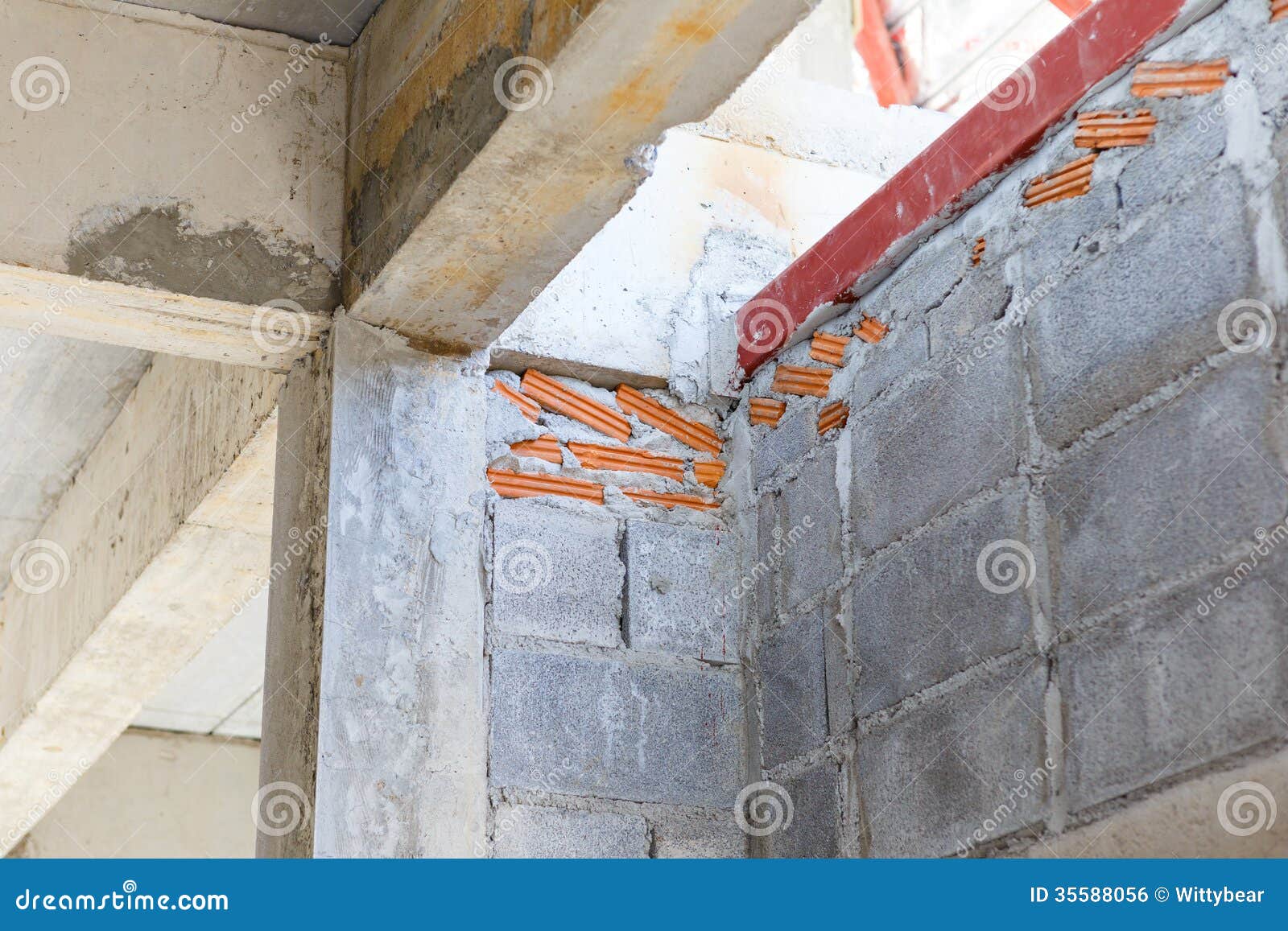 Brick Wall Construction for House Building Stock Photo - Image of stone ...