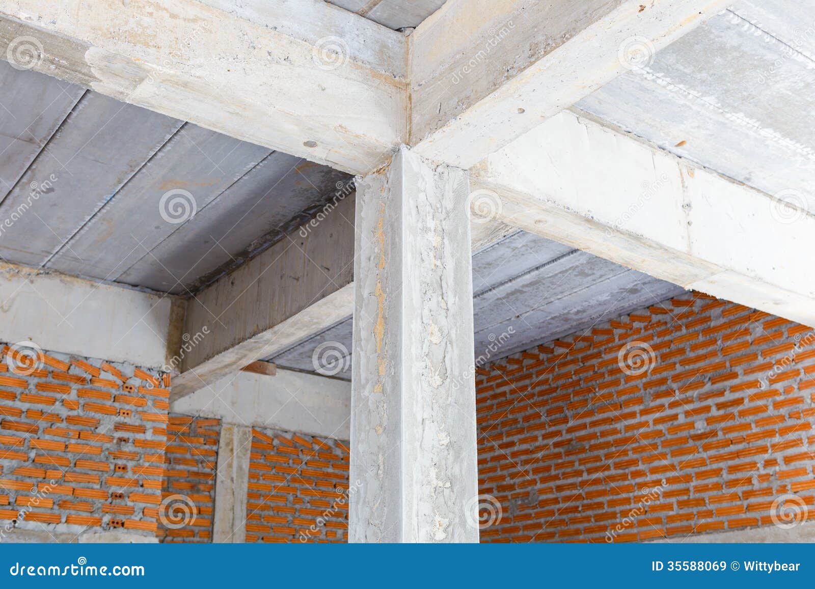 Brick Wall Construction for House Building Stock Image - Image of site ...