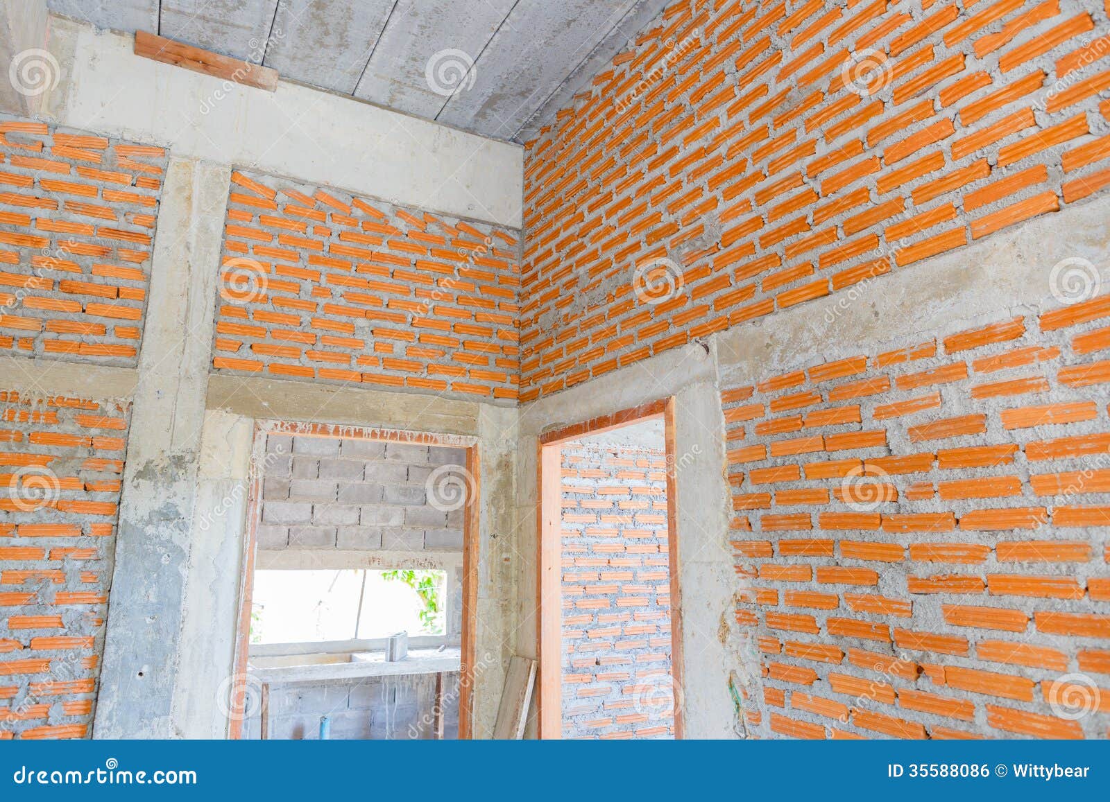 Brick Wall Construction for House Building Stock Photo - Image of ...