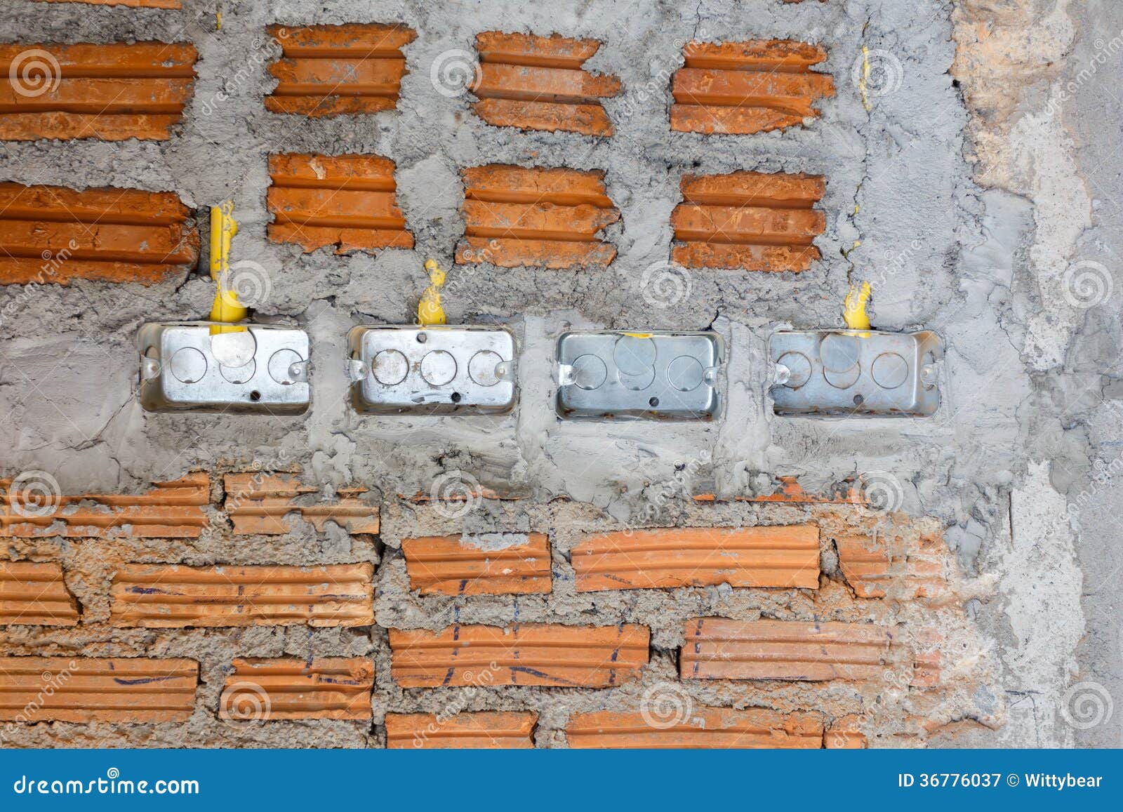 Brick Wall Construction for New House Stock Image - Image of ...