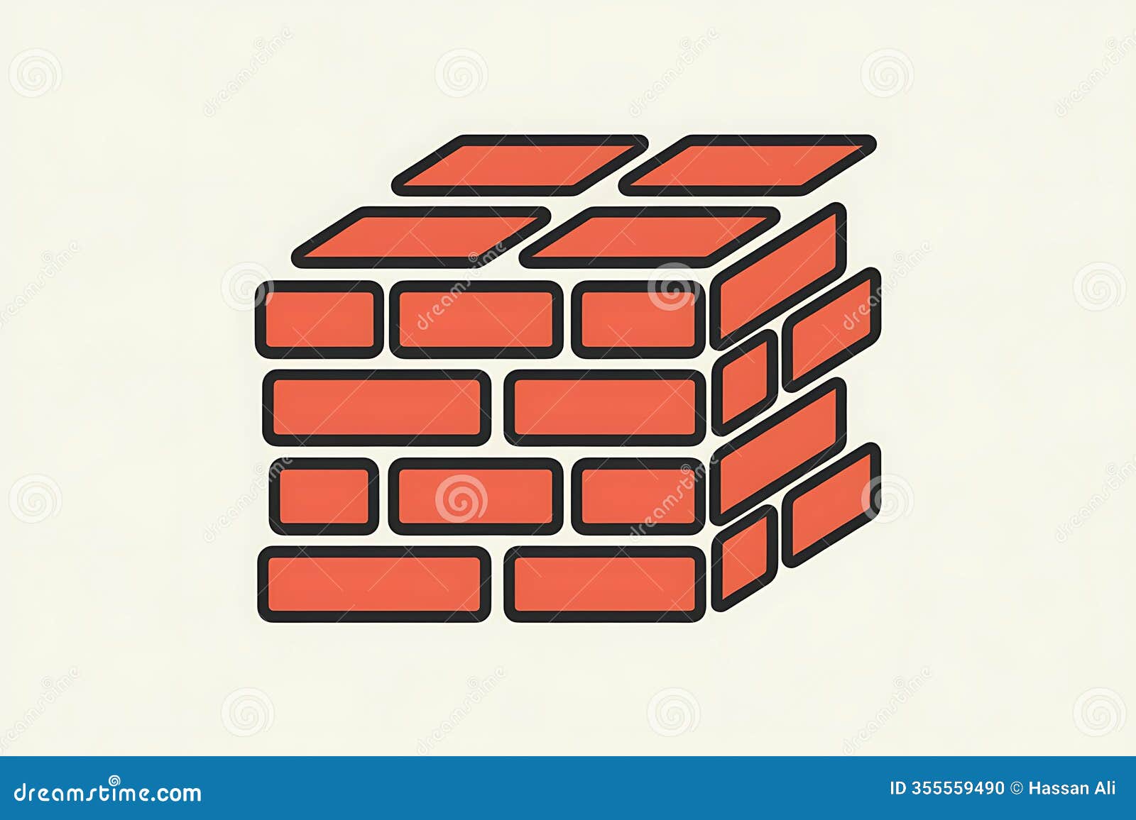 Brick Wall Construction Simple Design, Red Bricks, Strong Structure ...