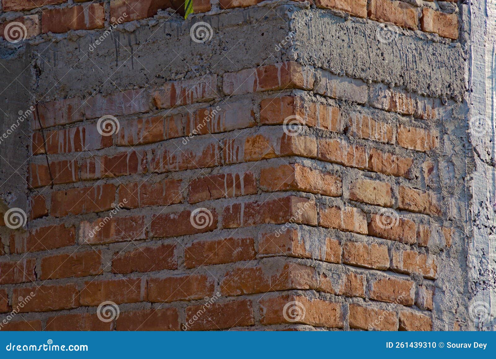 Brick Wall Construction Texture View with Lintel Level Concrete Molding ...