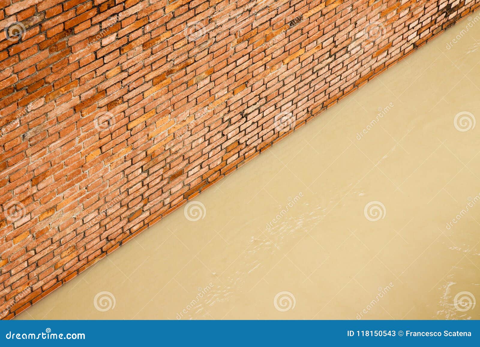 Brick Wall for Containing a Water Channel Stock Image - Image of ...