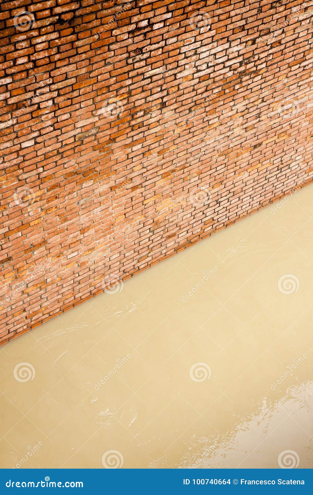 Brick Wall for Containing a Water Channel Stock Photo - Image of ...