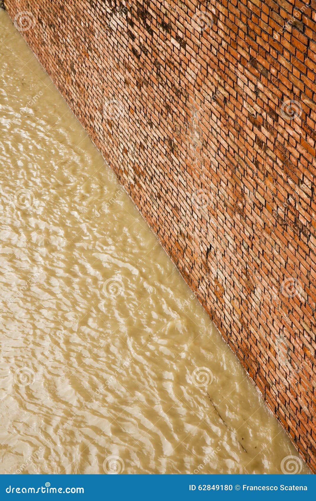 Brick Wall for Containing a Water Channel Stock Photo - Image of bricks ...