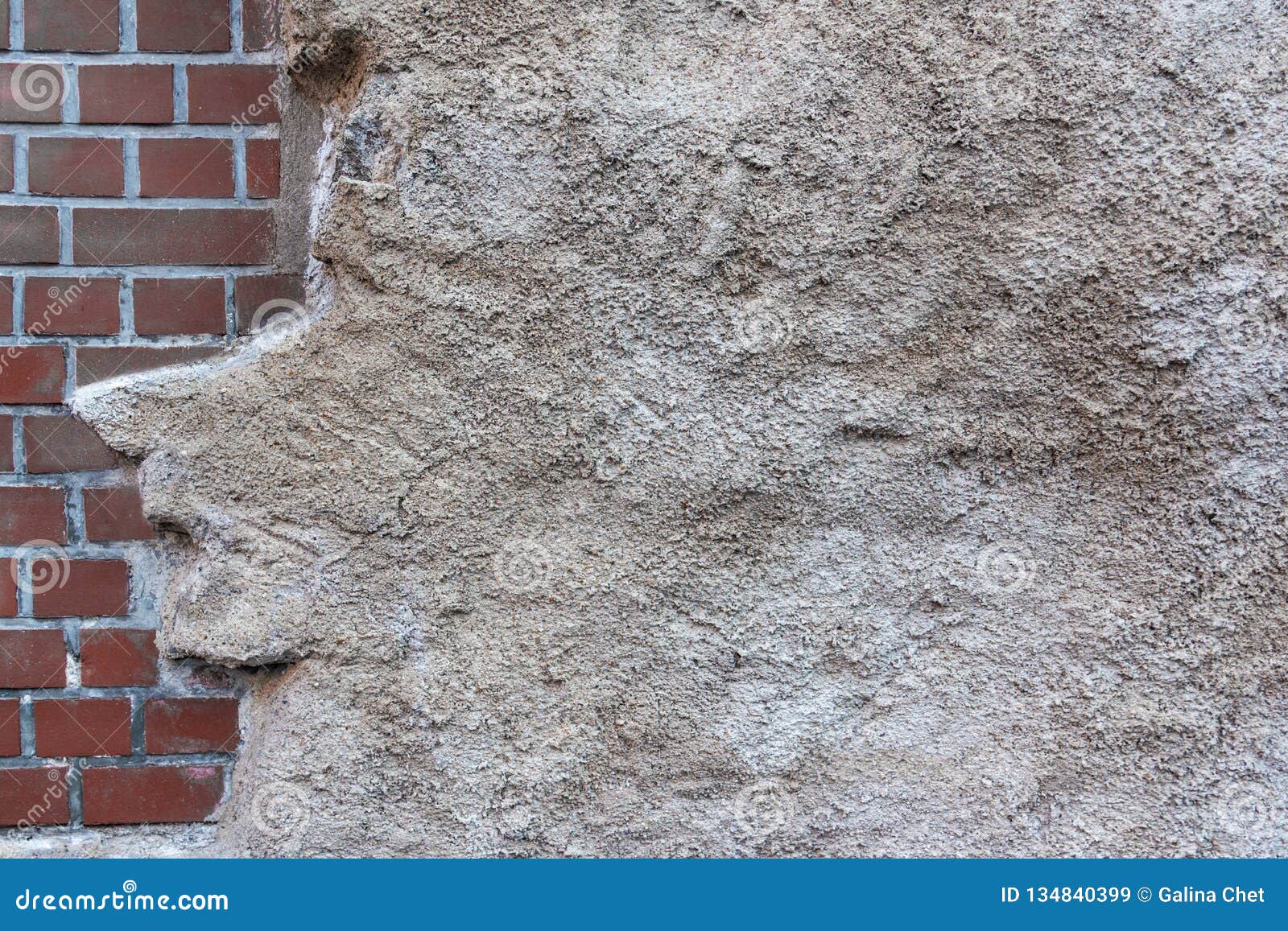 The Brick Wall is Covered with Decorative Plaster in the Form of a ...