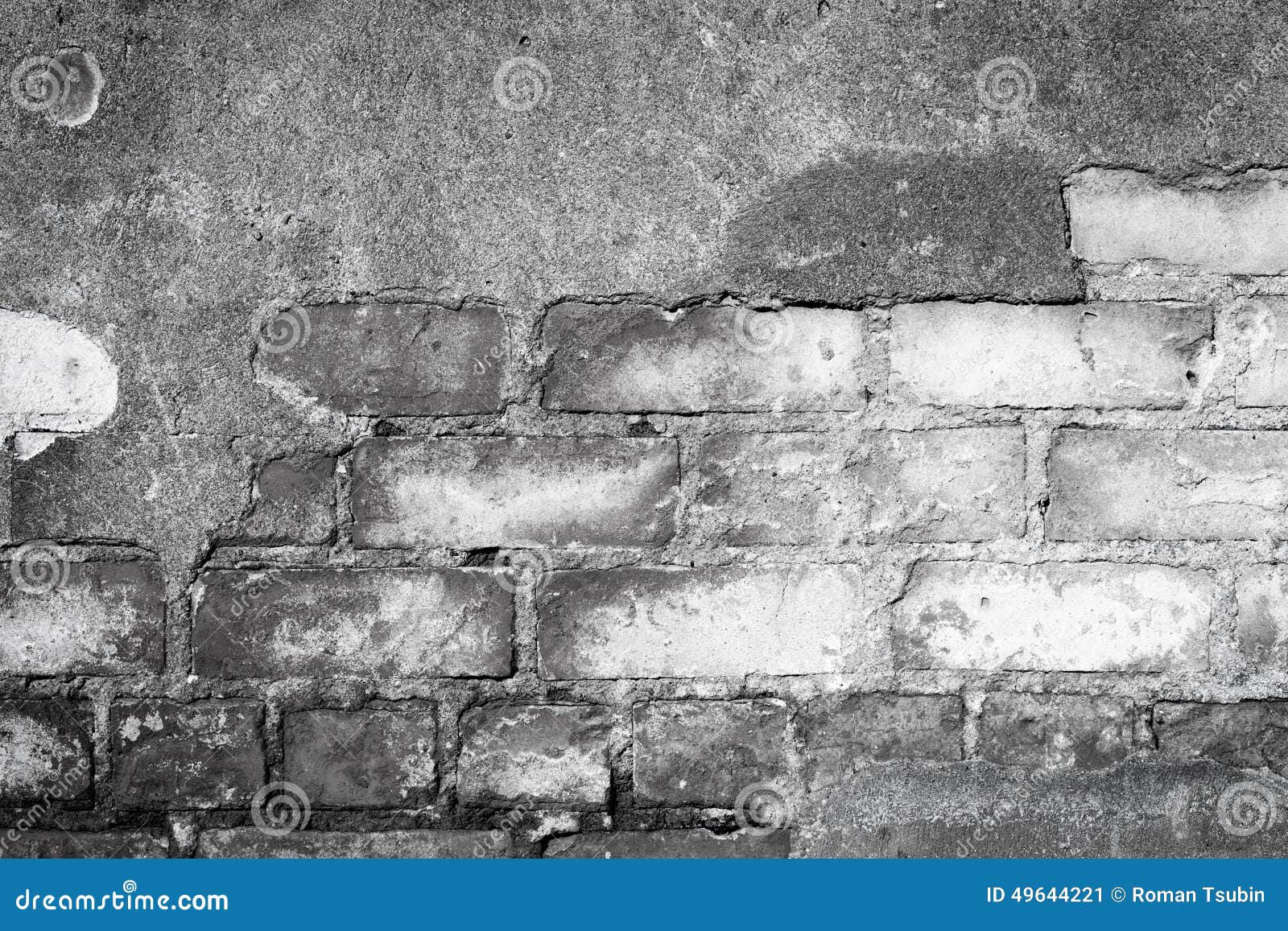 Brick Wall with Cracked Plaster - Texture Stock Image - Image of ...