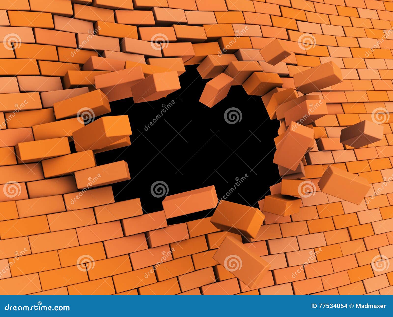 Brick wall crash stock illustration. Illustration of obstacle - 77534064