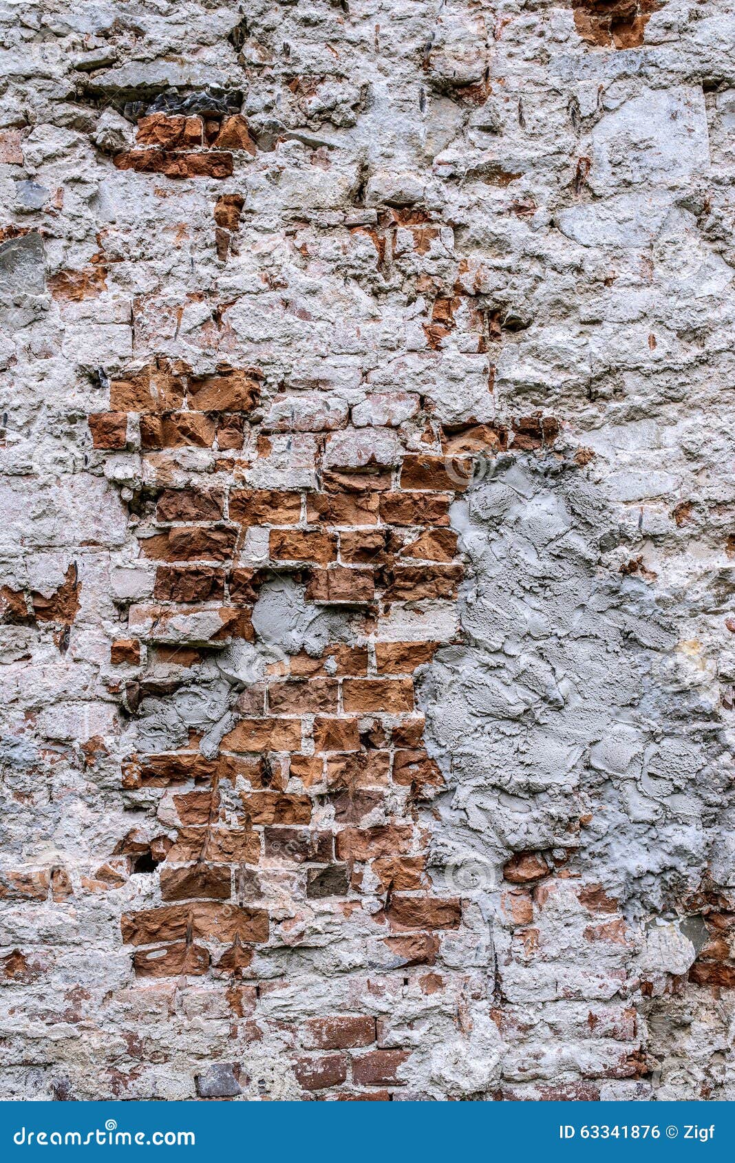 Brick Wall with Crumbling Plaster Stock Photo - Image of bricks, grunge ...