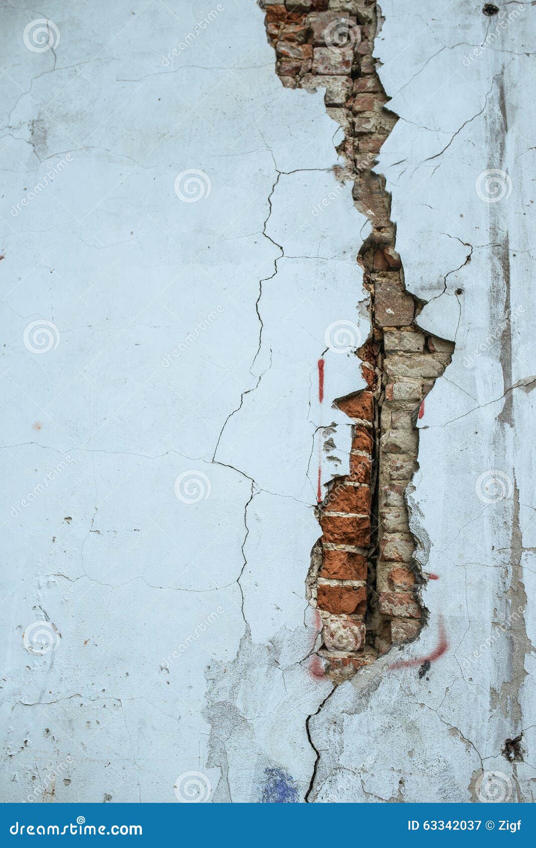 Brick Wall with Crumbling Plaster Stock Image - Image of architecture ...
