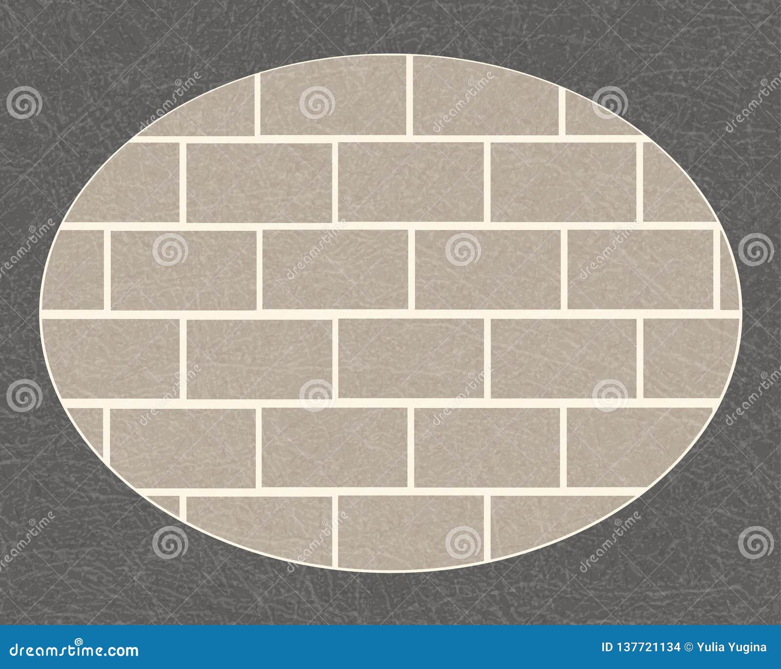 Brick Wall in Dark Gray Oval Frame with Scratched Texture, Grunge ...