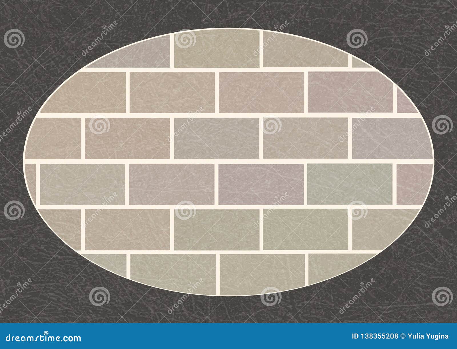 Brick Wall in Dark Gray Oval Frame with Scratched Texture, Grunge ...