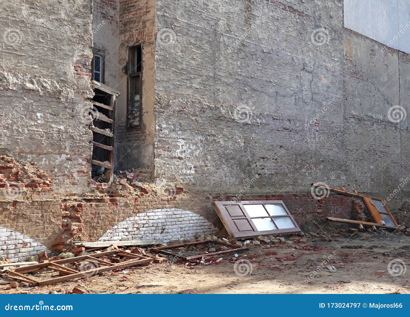 Brick Wall of a Demolished Old Building Stock Image - Image of ...