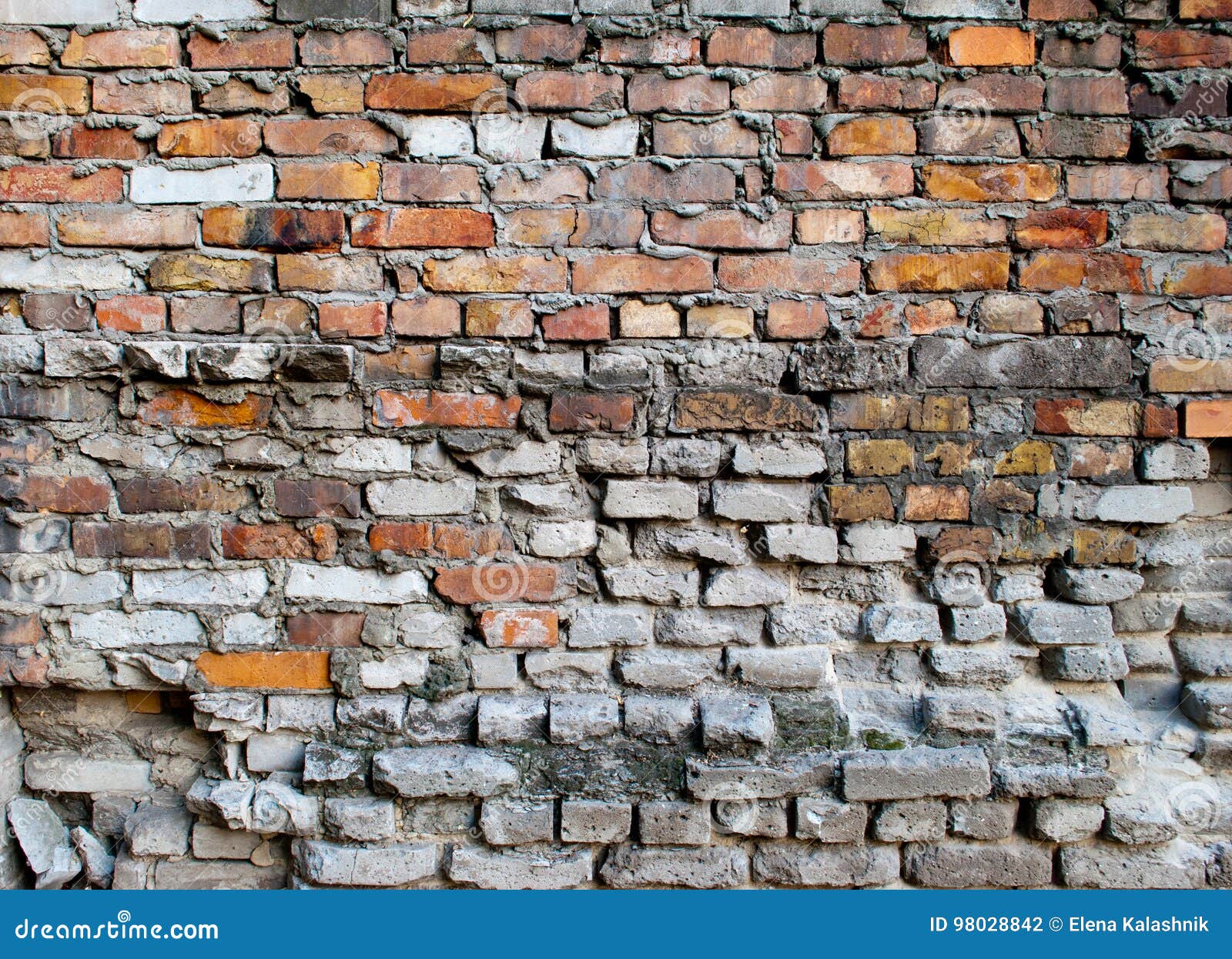 Brick Wall of Different Colors, Broken Blocks Stock Photo - Image of ...