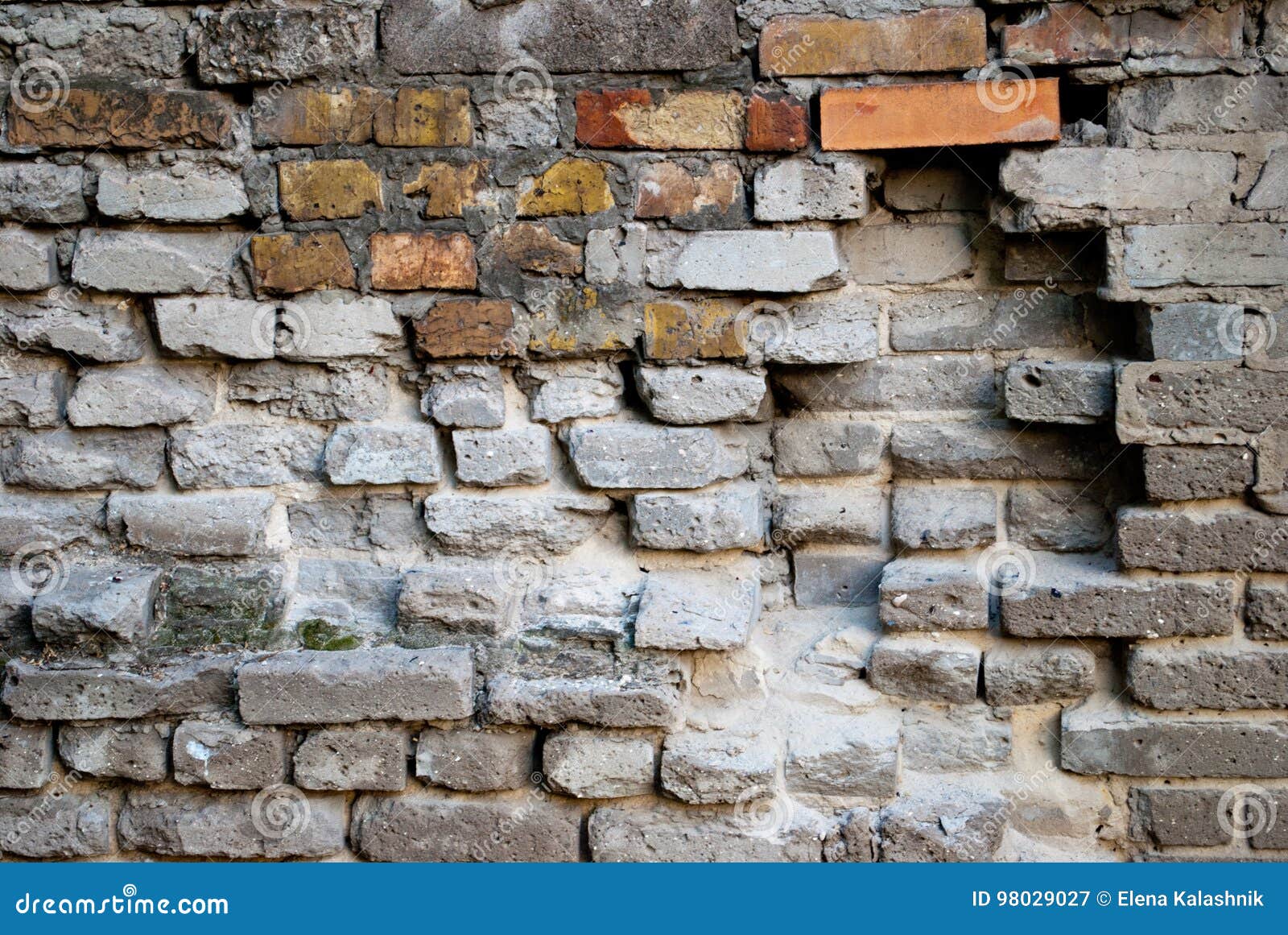 Brick Wall of Different Colors, Broken Blocks Stock Image - Image of ...