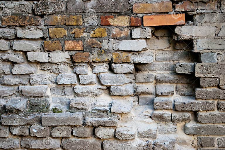 Brick Wall of Different Colors, Broken Blocks Stock Image - Image of ...