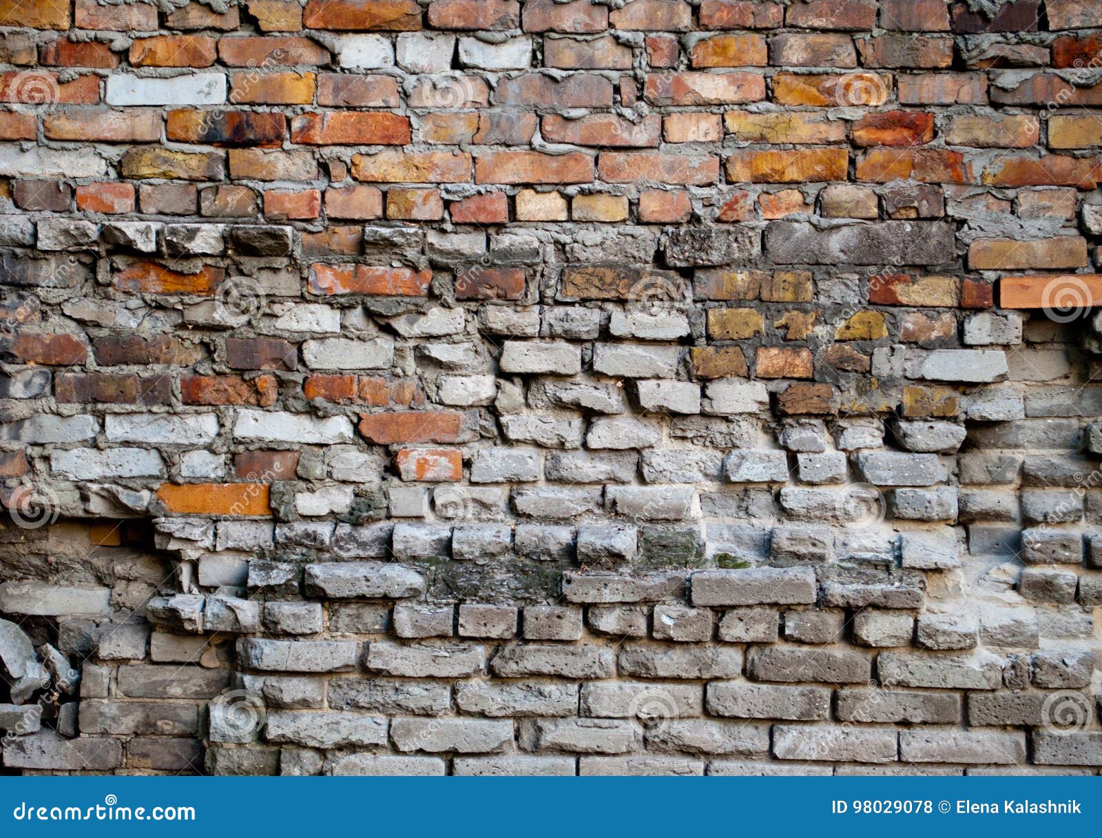 Brick Wall of Different Colors, Broken Blocks Stock Photo - Image of ...
