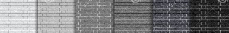 Brick Wall Different Grayscale Gradient Seamless Pattern Set. Stock ...