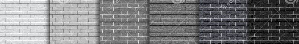 Brick Wall Different Grayscale Gradient Seamless Pattern Set. Stock ...