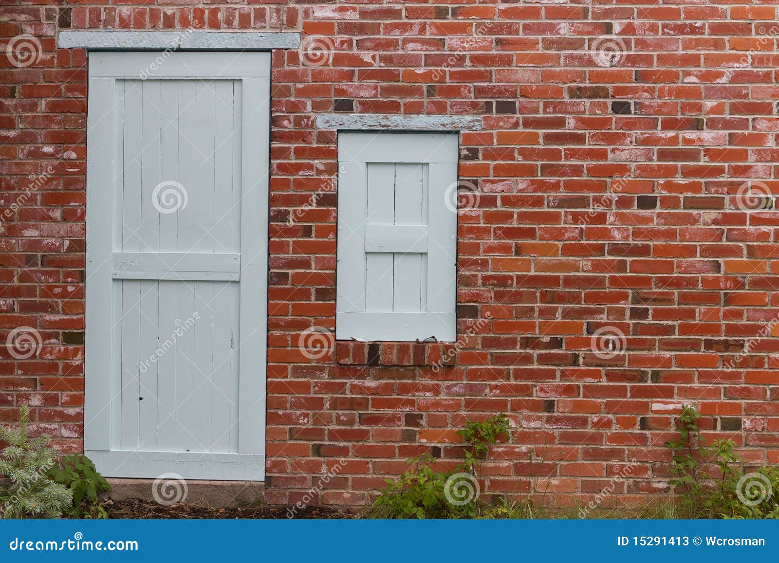Brick Wall with Door and Window Stock Image - Image of brick, historic ...