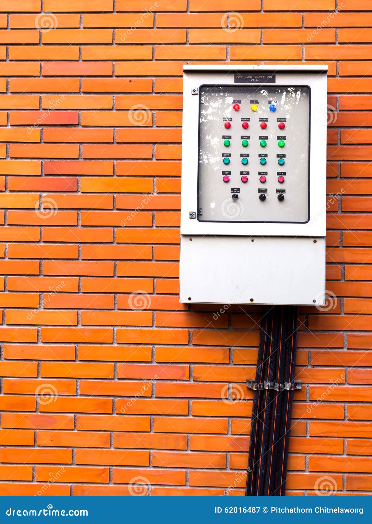 Brick Wall with Electricity Control Box Stock Image - Image of metal ...