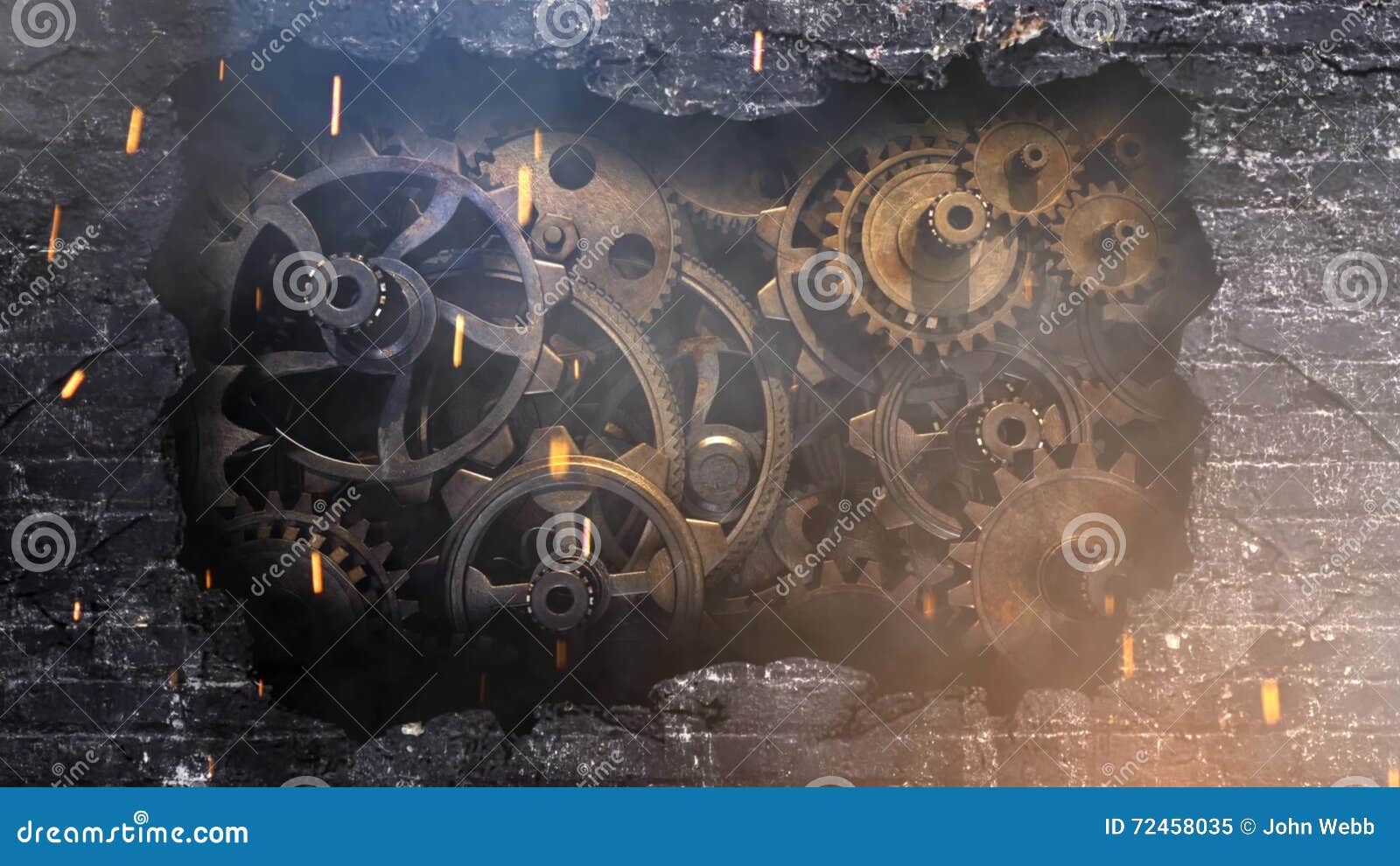 Brick Wall Explosion Gears 4K Loop Stock Video - Video of blue ...