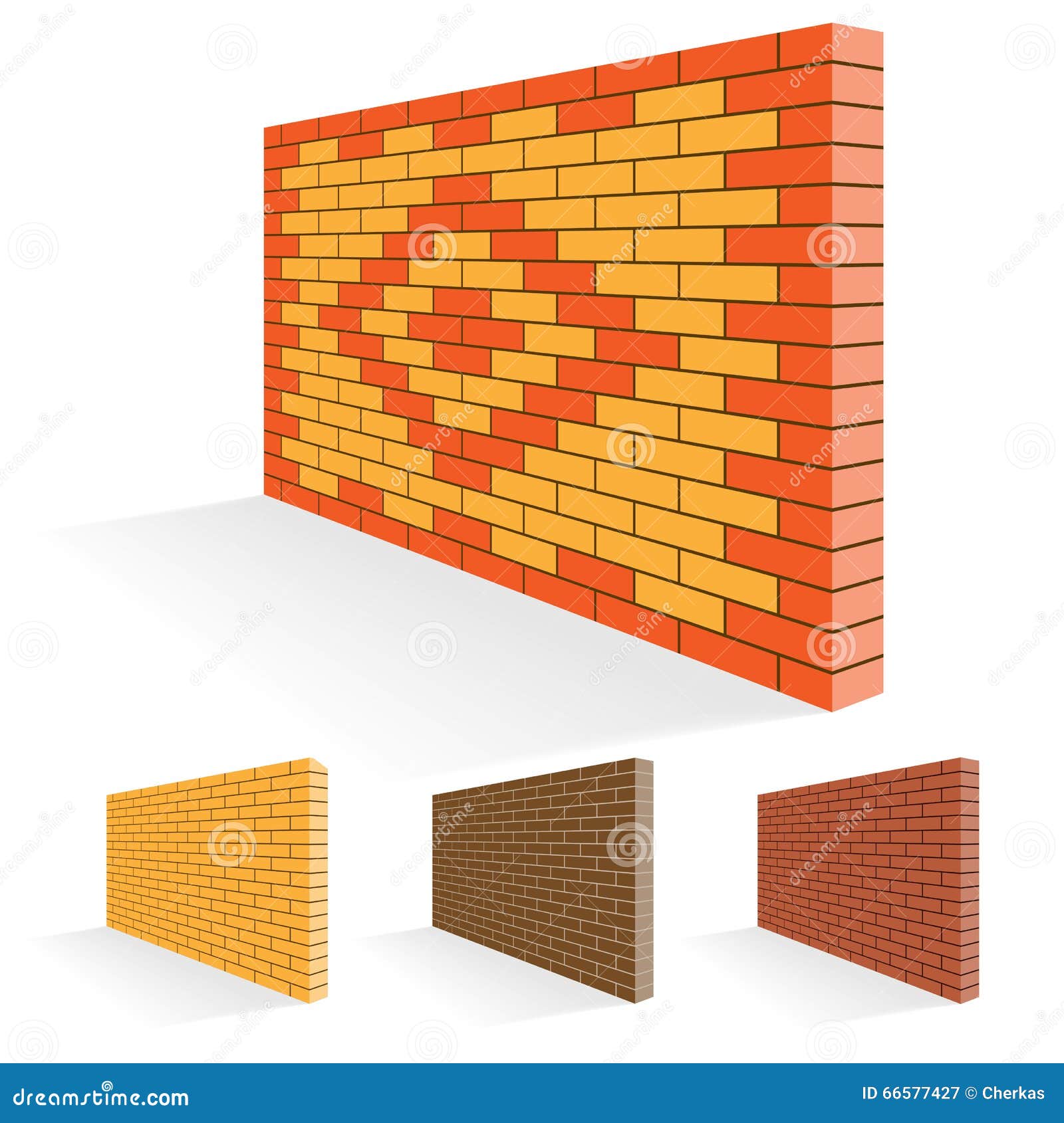 Brick Wall of Facing Bricks. Stock Vector - Illustration of cement ...