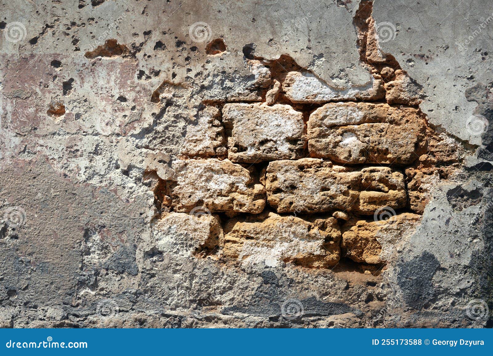 Brick Wall Wall with Fallen Off Plaster Stock Photo - Image of concrete ...