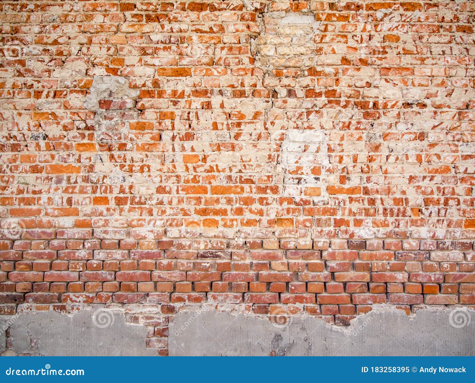 Brick Wall with Fallen Plaster Stock Image - Image of horizontal, brick ...
