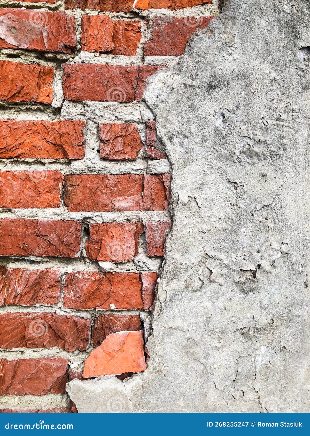 Brick wall. Fallen plaster stock image. Image of facade - 268255247