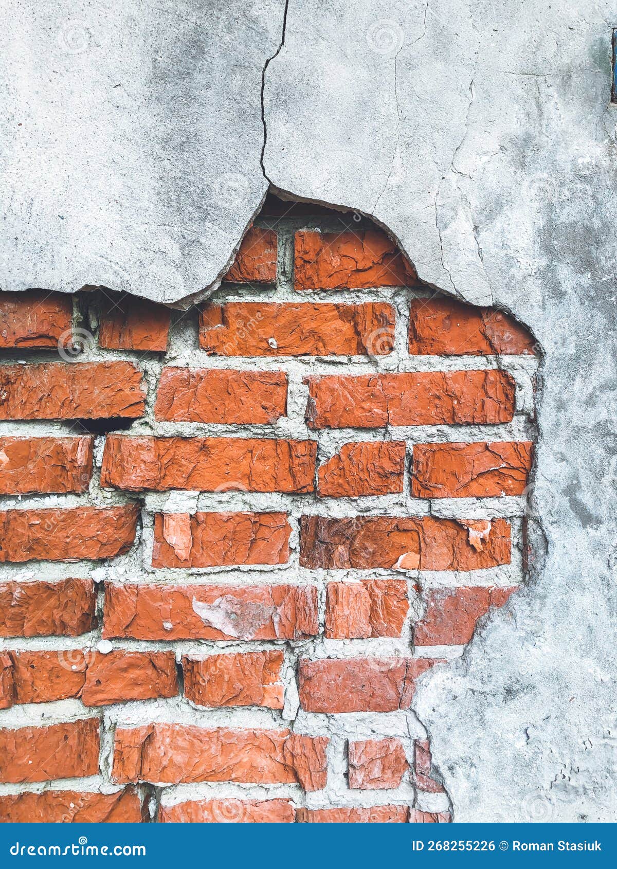 Brick wall. Fallen plaster stock photo. Image of masonry - 268255226