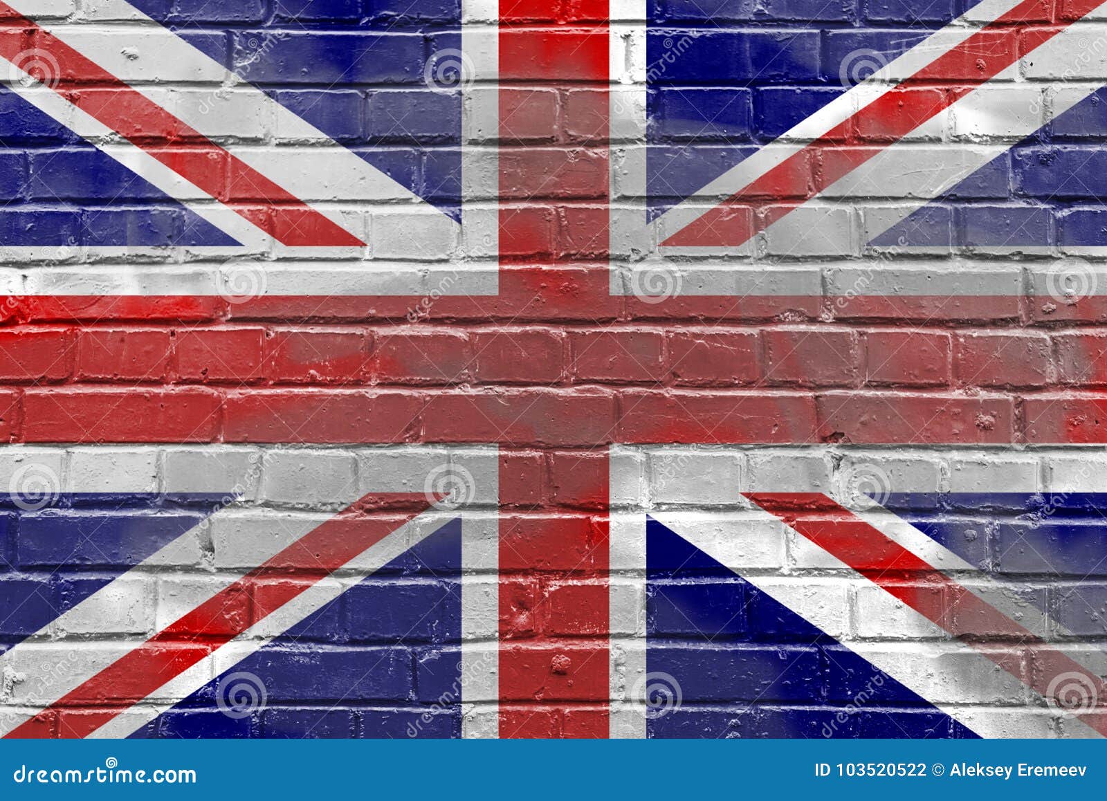 Brick Wall with the Flag of the Uk Stock Photo - Image of banner ...