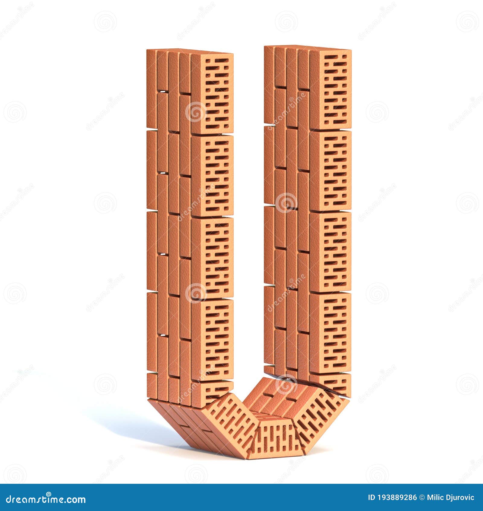 Brick Wall Font Letter U 3D Stock Illustration - Illustration of ...