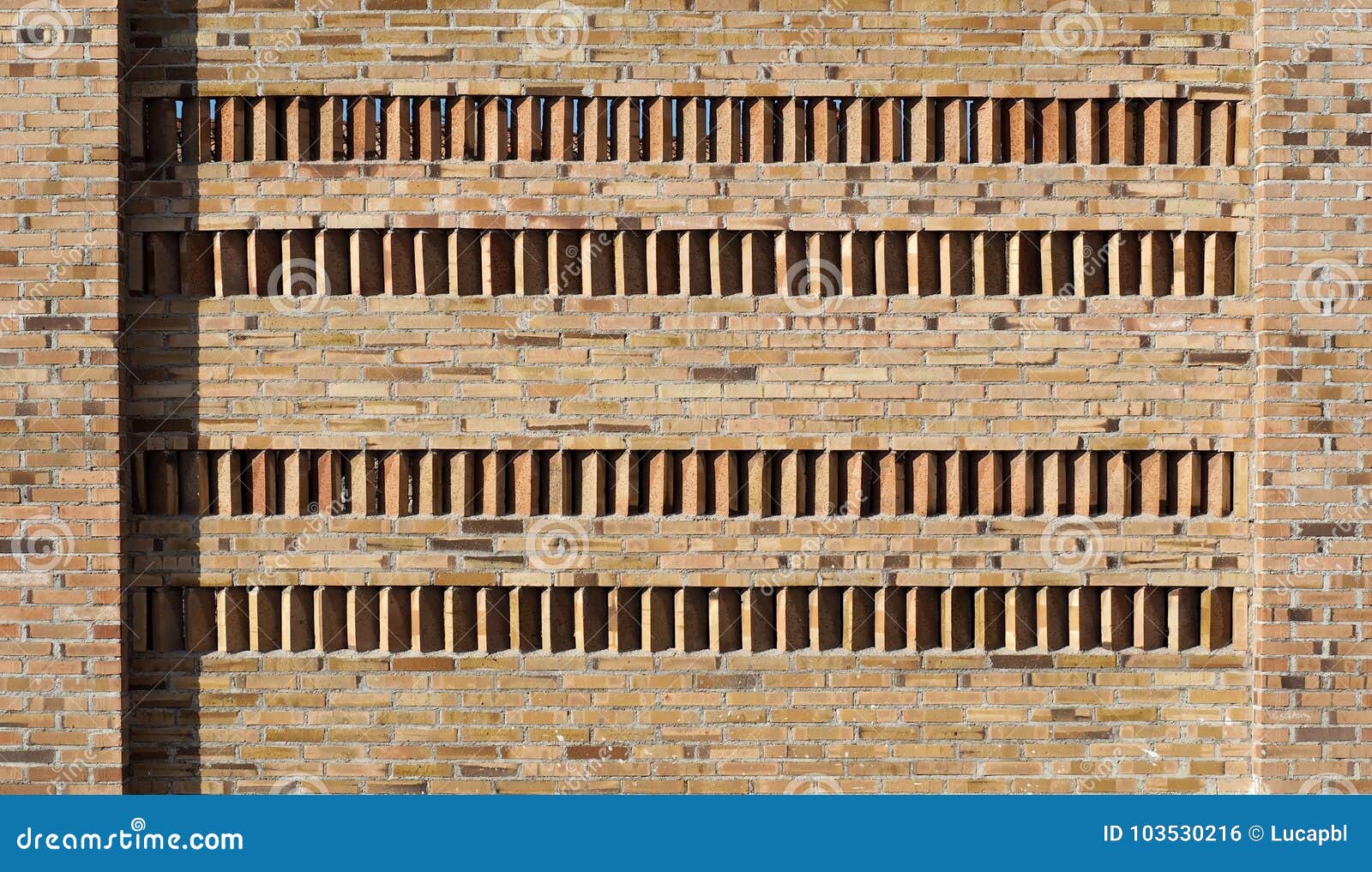 Brick Wall with Four Rows of Vertical and Angled Bricks in the Middle ...