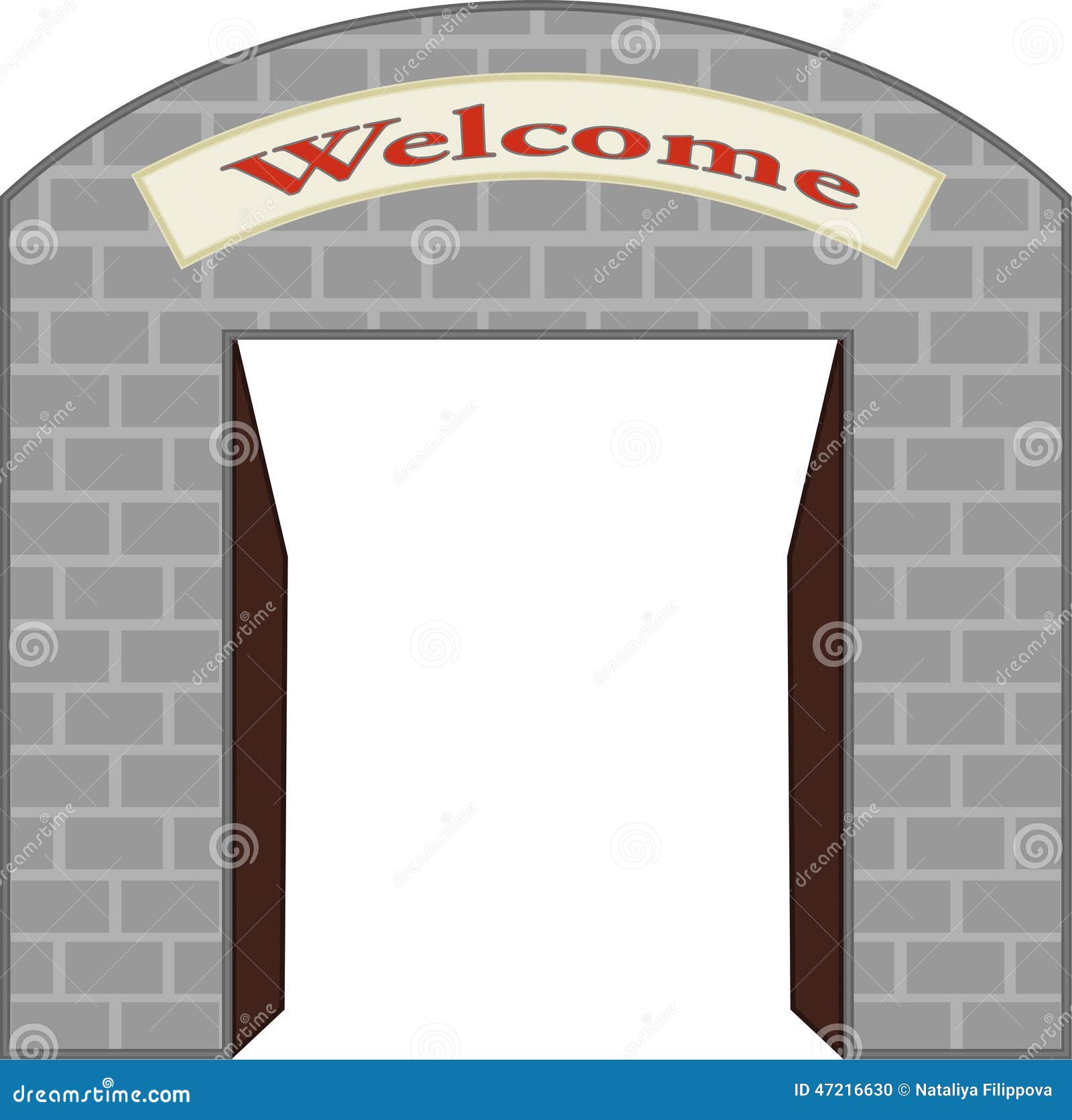 Brick wall and gates stock vector. Illustration of inscription - 47216630