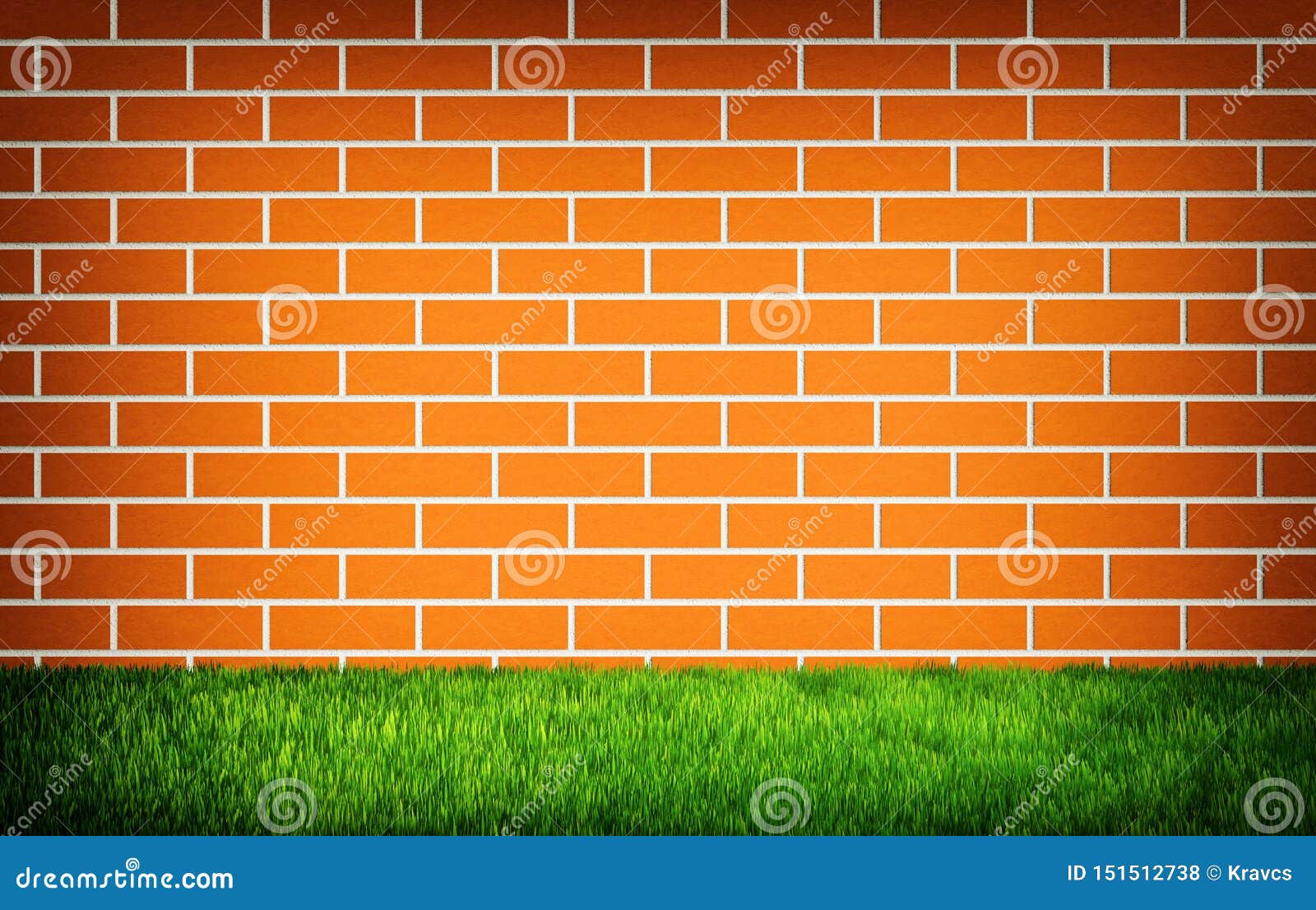 Brick Wall and Grass Background Stock Illustration - Illustration of ...