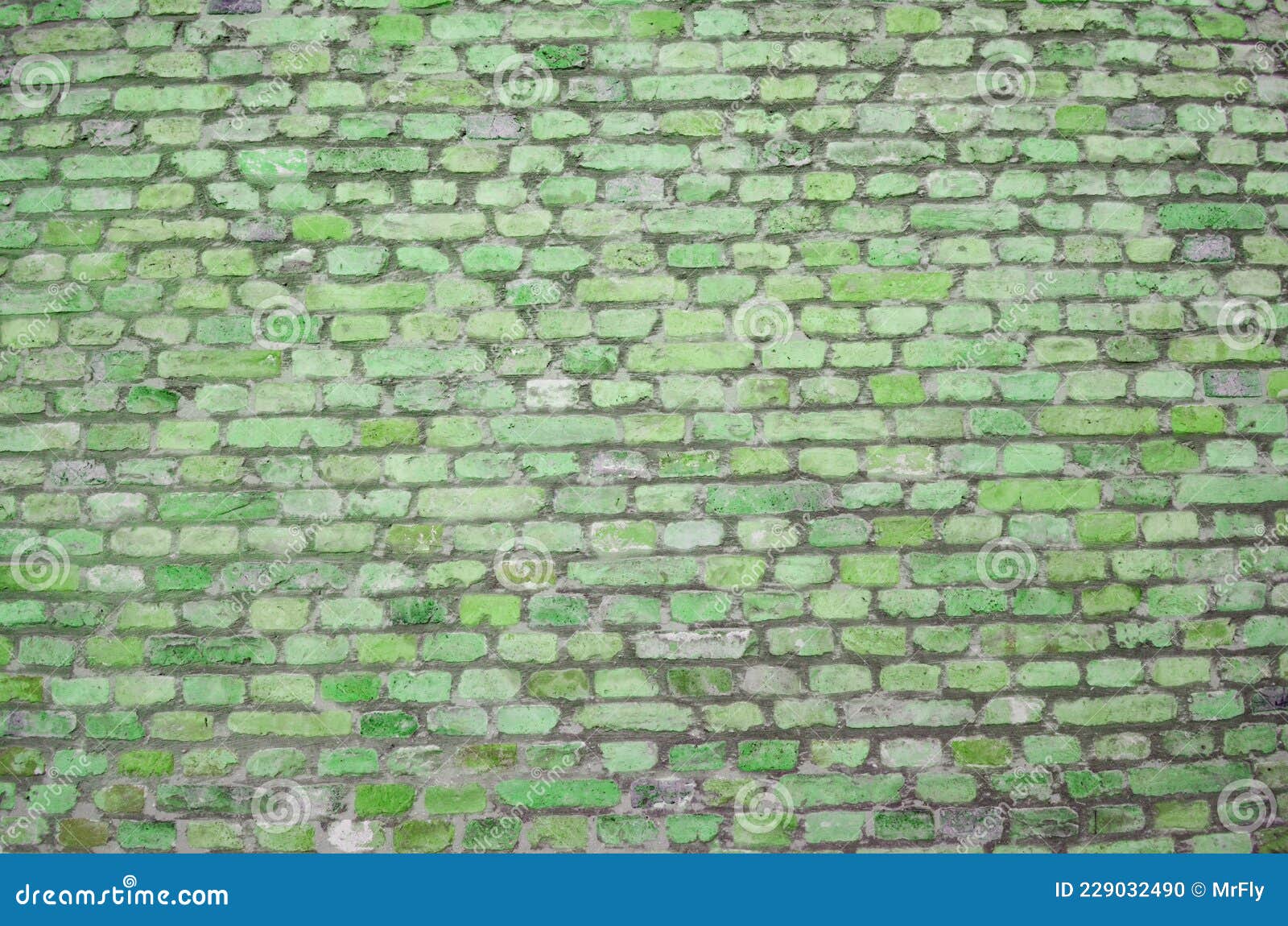 Brick Wall, Green Rustic Look, Background Texture Stock Photo - Image ...