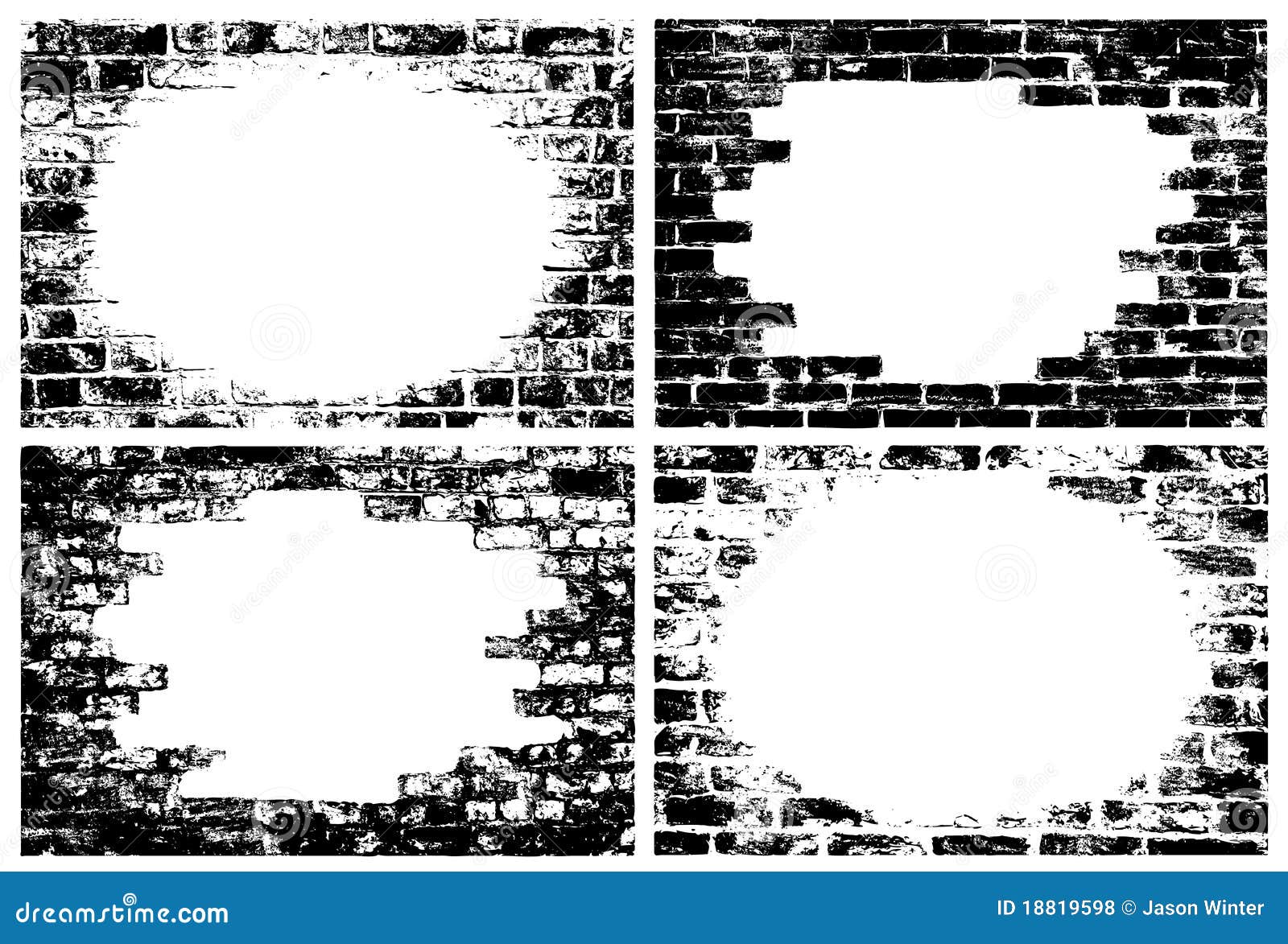 Brick wall grunge borders stock vector. Illustration of construction ...
