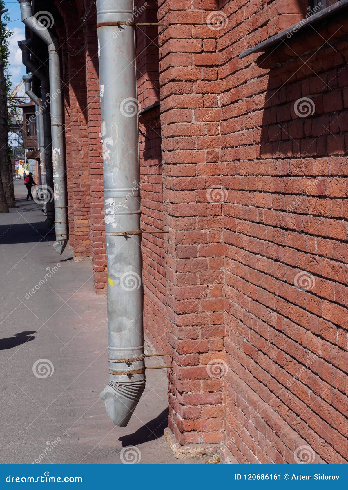 Brick wall with a gutter stock image. Image of estate - 120686161