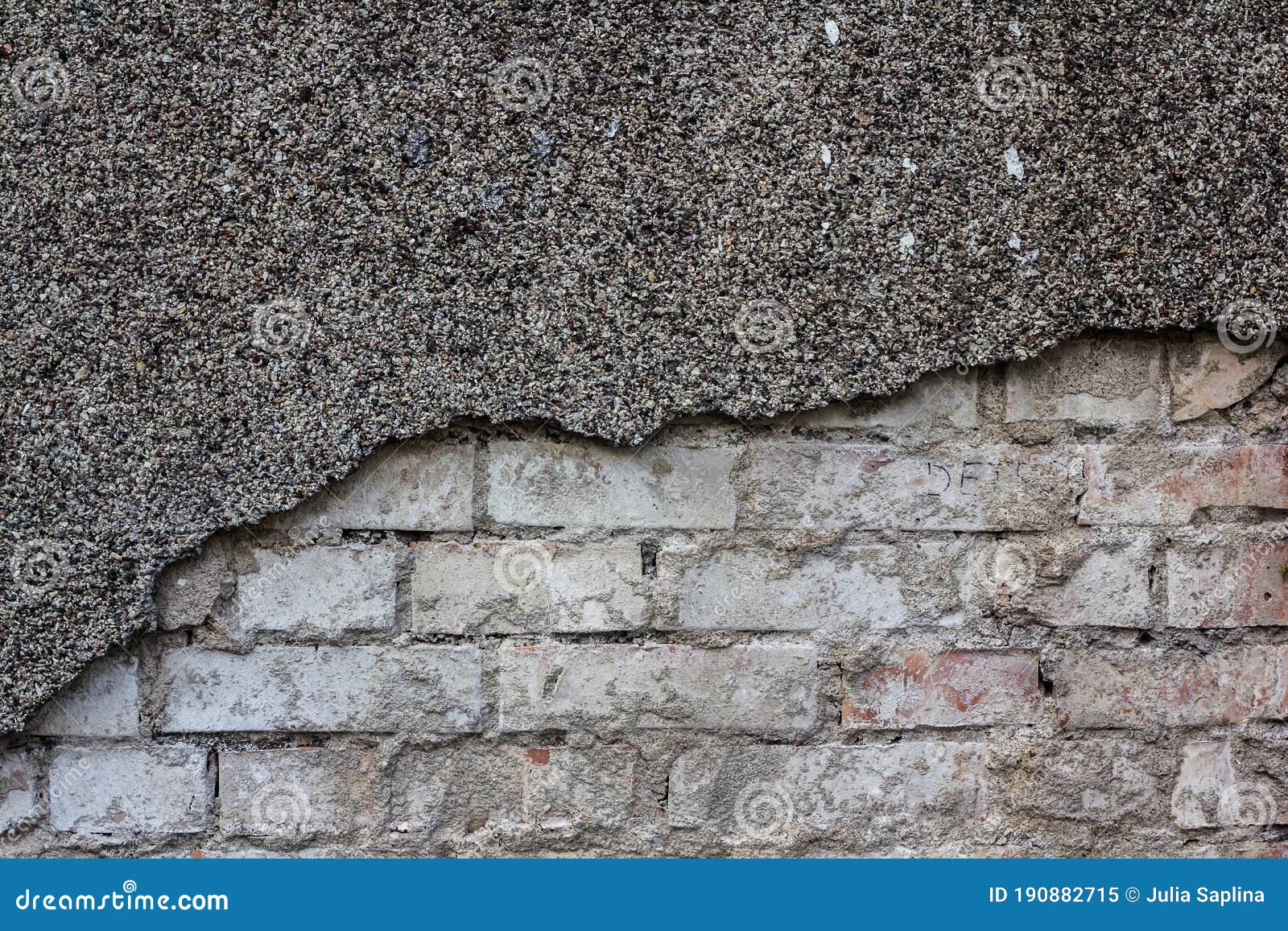 A Brick Wall with Half-fallen Plaster Stock Image - Image of house ...