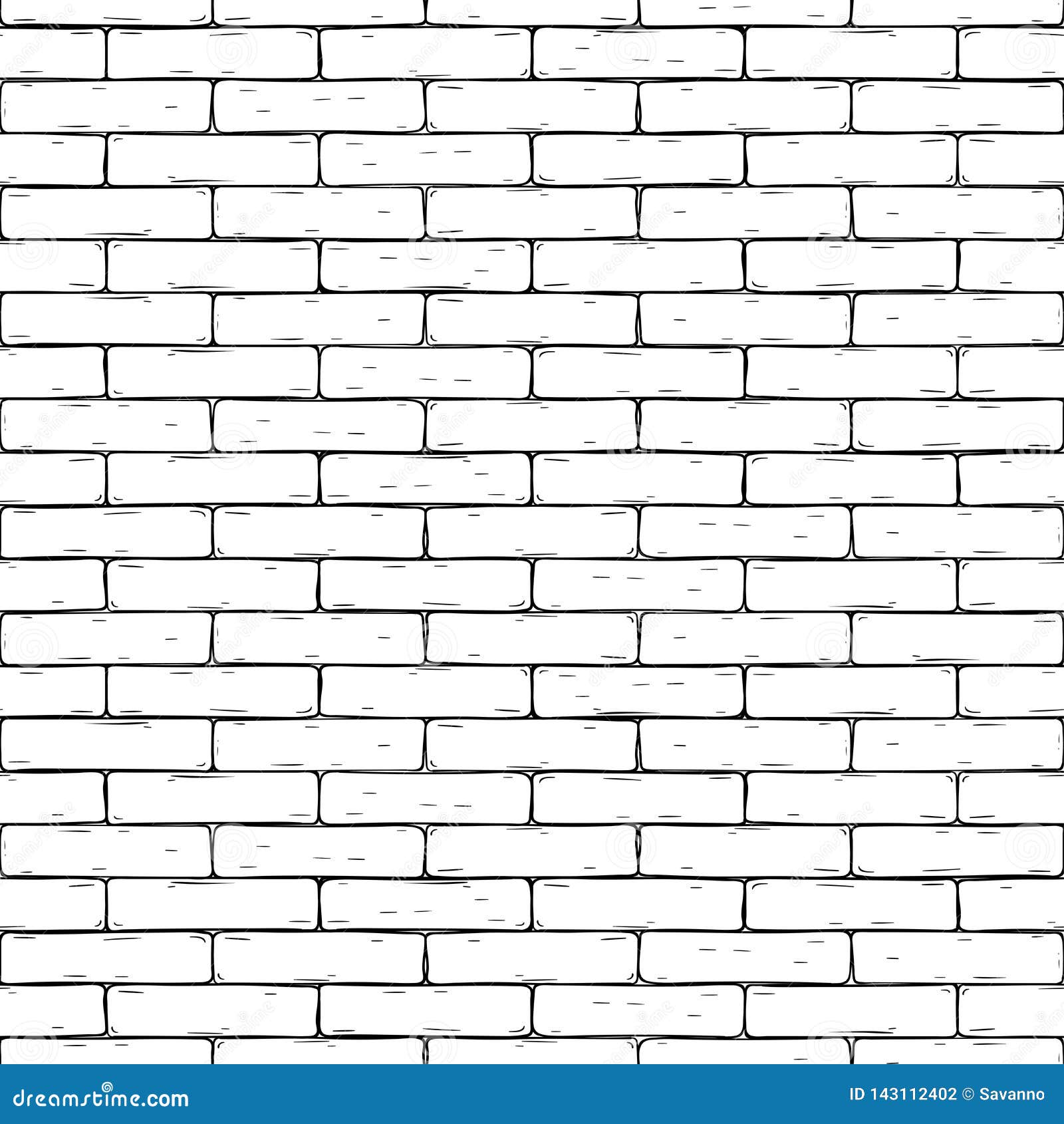 Brick Wall. Hand Drawn Seamless Background Stock Vector - Illustration ...