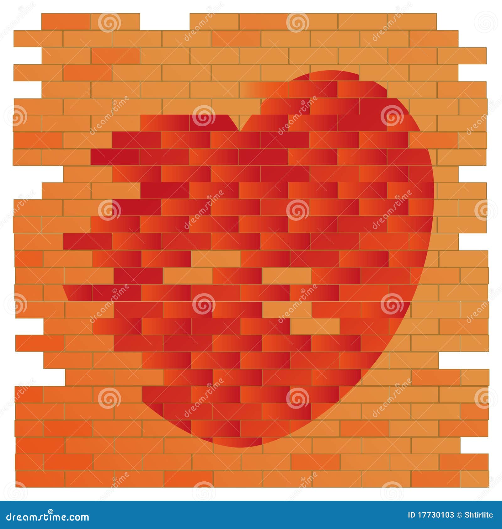 Brick wall and heart stock vector. Illustration of silhouette - 17730103