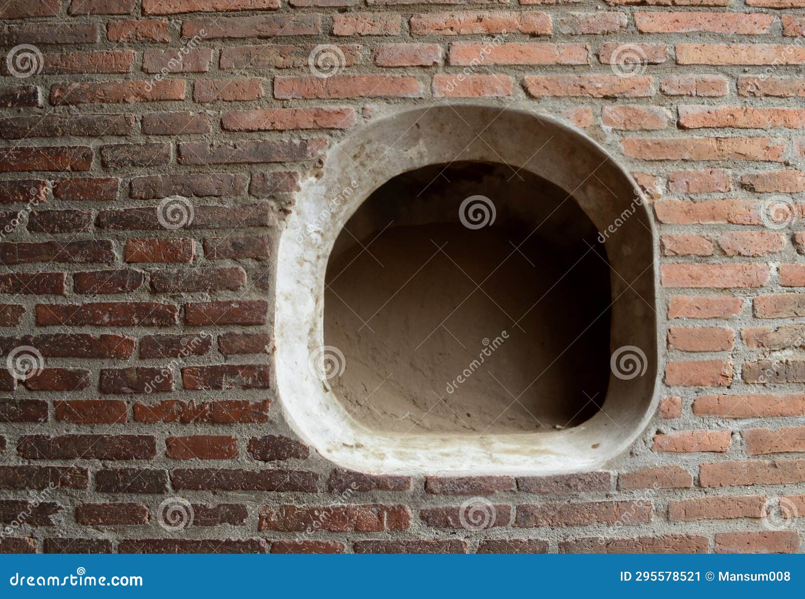 Brick Wall with a Hole in the Background Stock Image - Image of grunge ...