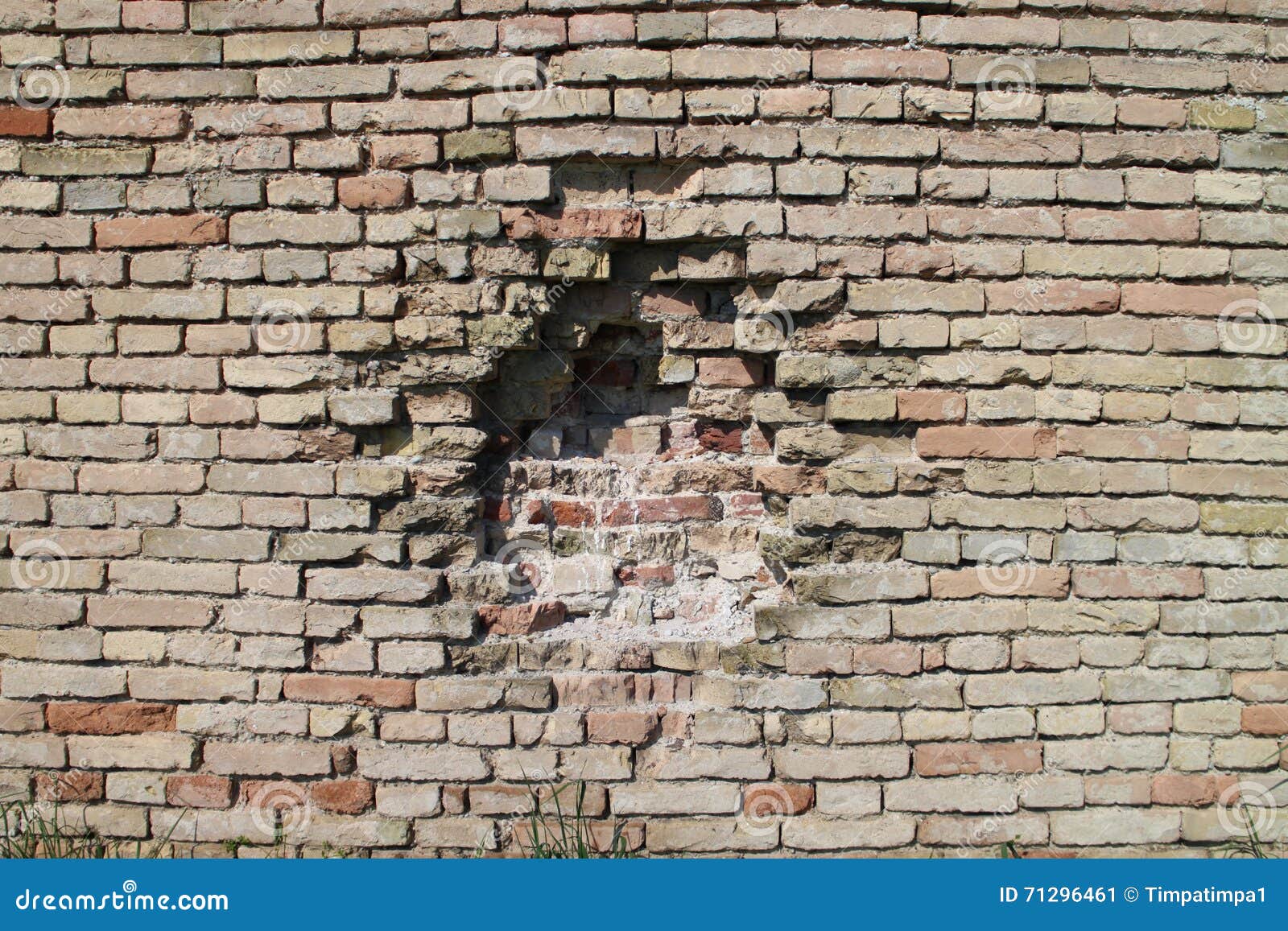 Brick wall with hole stock image. Image of texture, background - 71296461