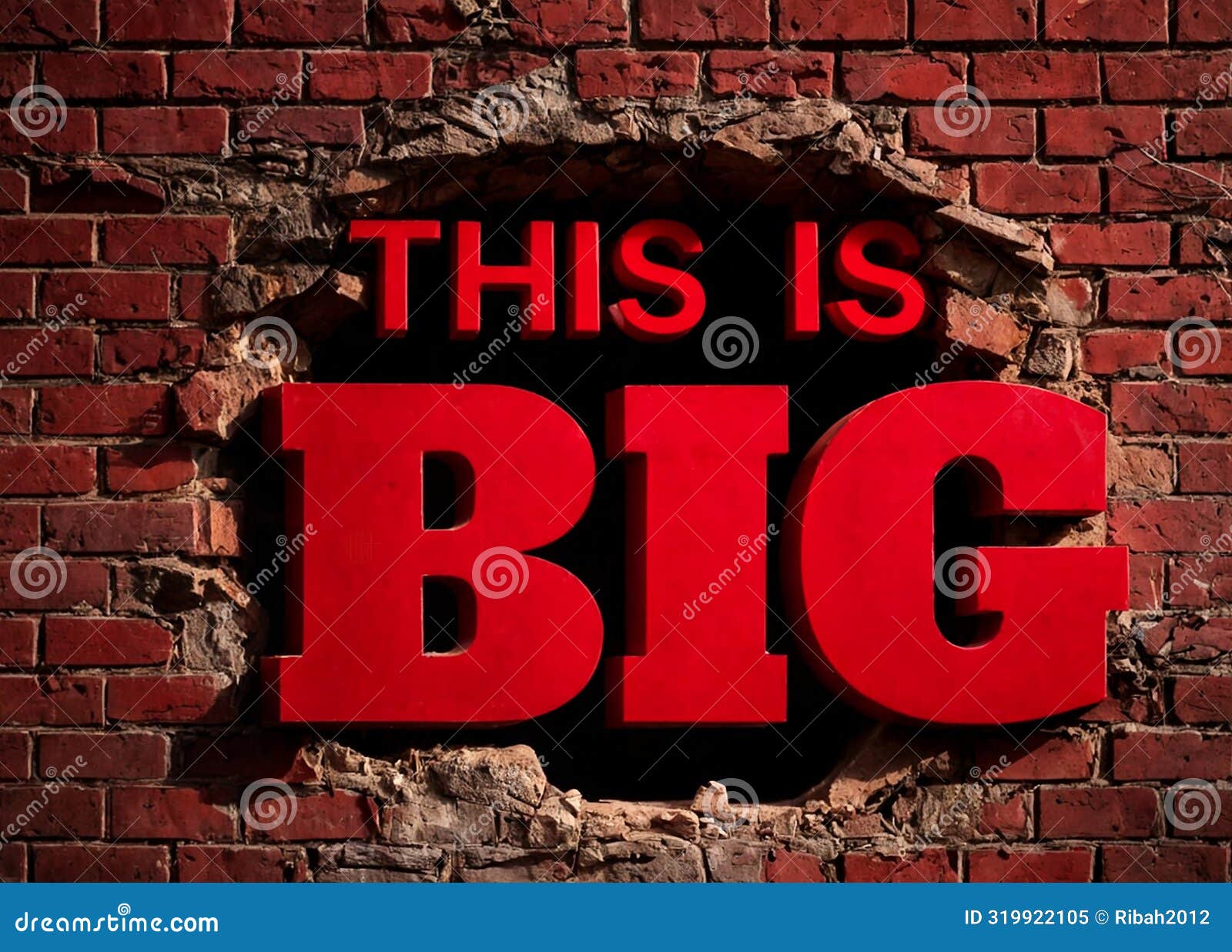 A Brick Wall Word Text this is BIG Written in Red Stock Illustration ...