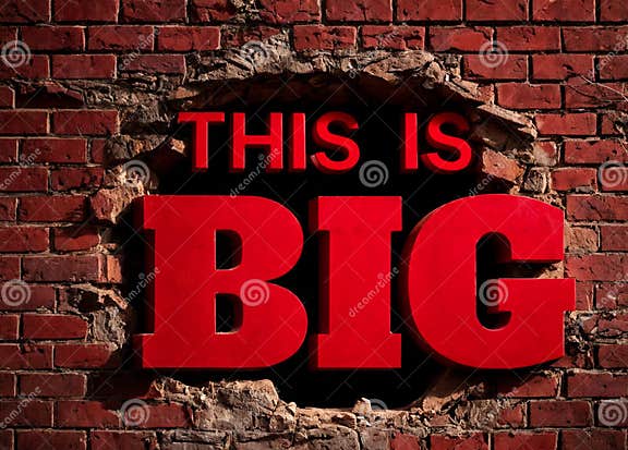 A Brick Wall Word Text this is BIG Written in Red Stock Illustration ...