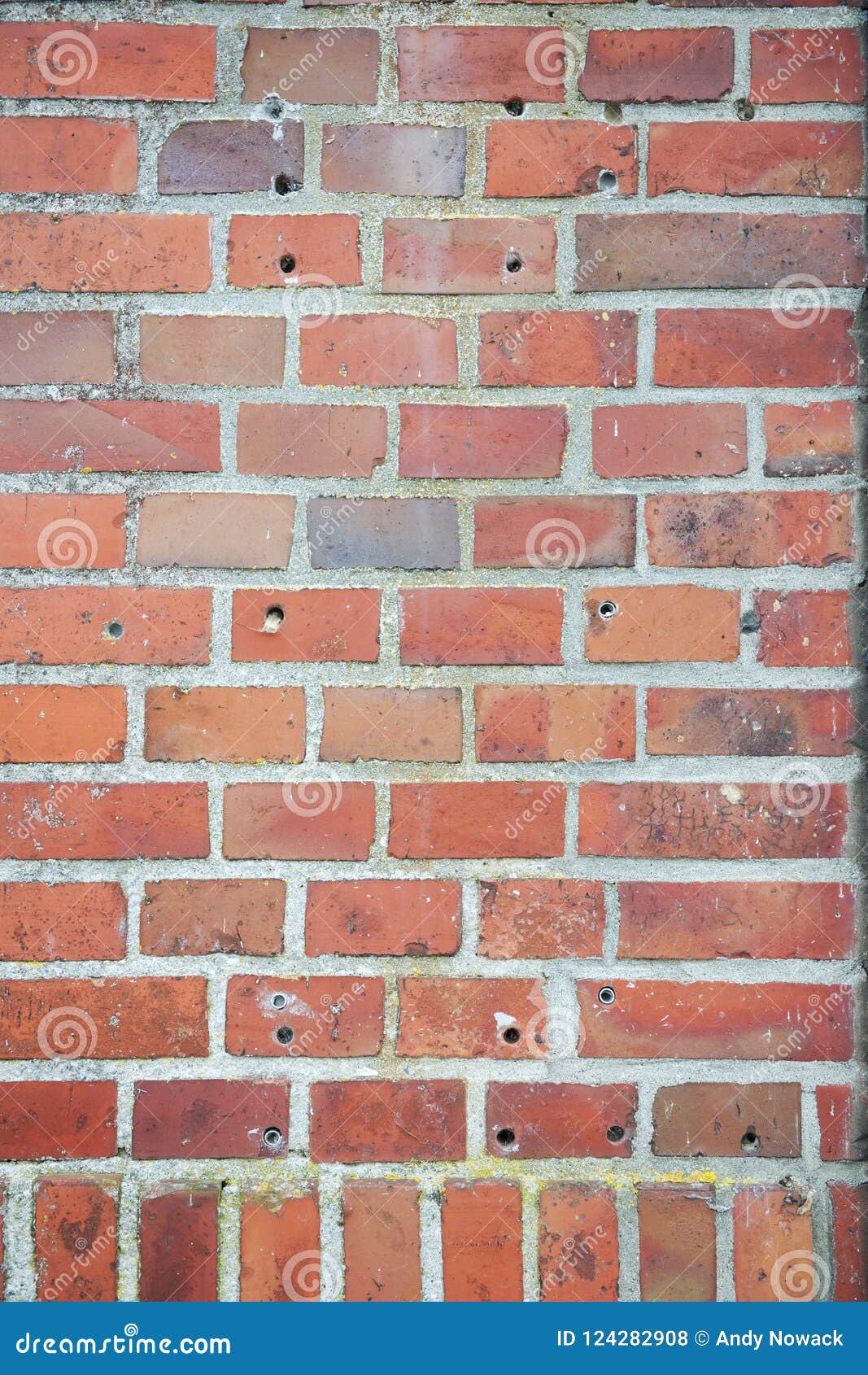 Brick Wall with Holes of Old Shields Stock Photo - Image of texture ...